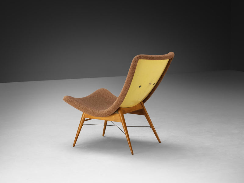 1950s Mid-Century Modern Shell Lounge Chair in Beige Upholstery