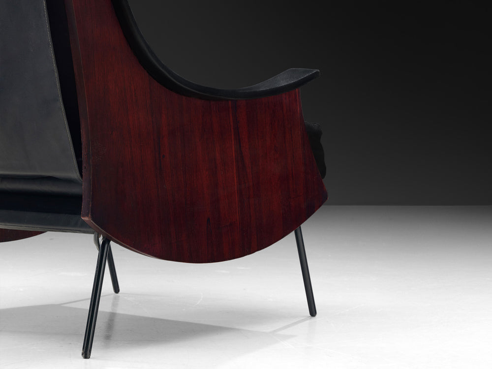 Carlo de Carli for Sormani Pair of 'PIPA' Lounge Chairs in Leather