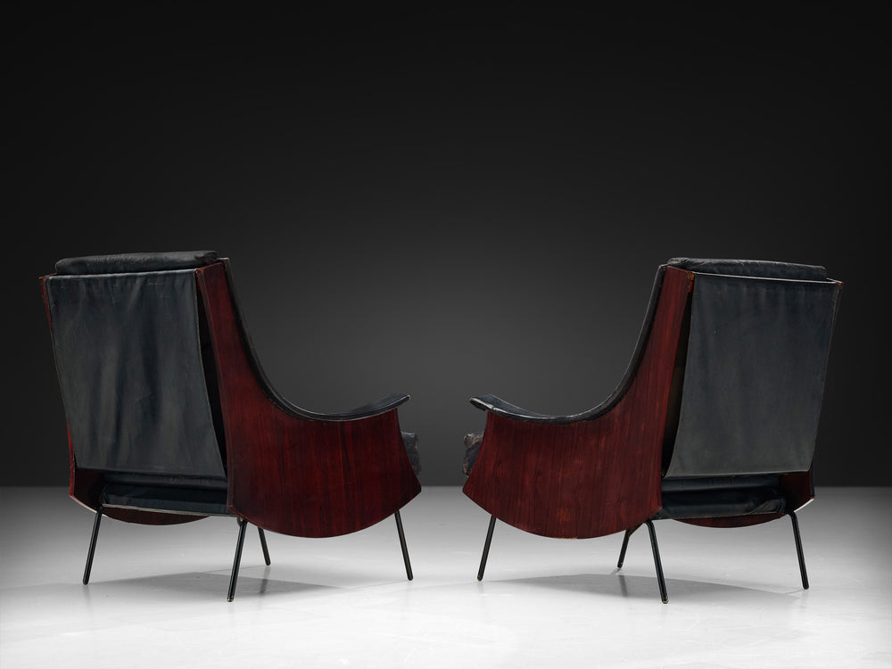 Carlo de Carli for Sormani Pair of 'PIPA' Lounge Chairs in Leather