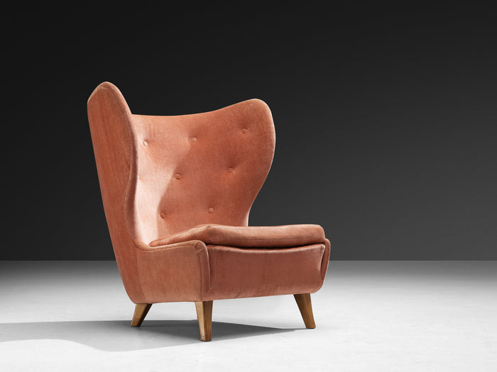 Rare Marianne Boman-schleutker for Boman Easy Chair in Pink Velvet and