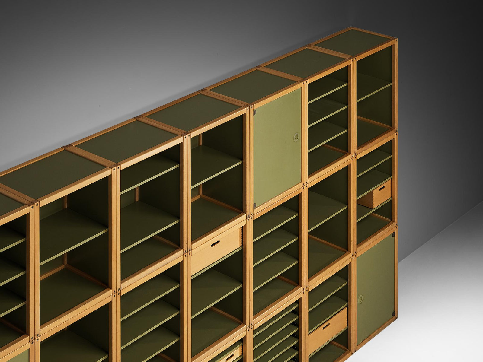 Modular 'Profilsystem' Wall Unit with Diverse Storage Compartments in