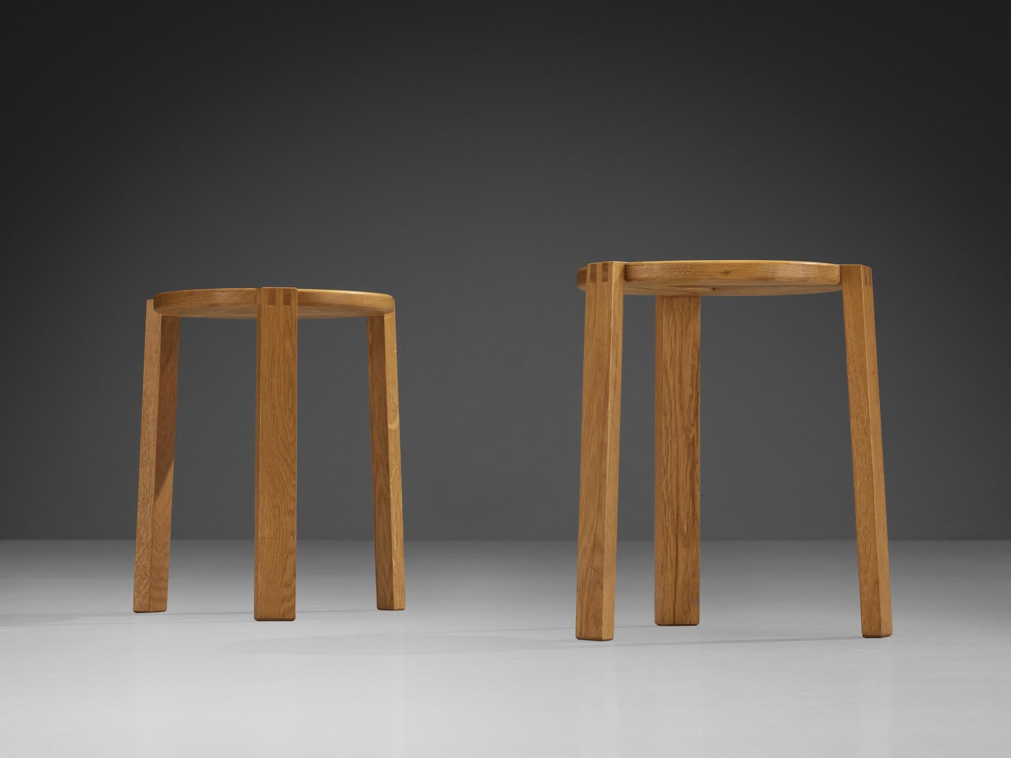 Geometric Round Stools in Solid Oak