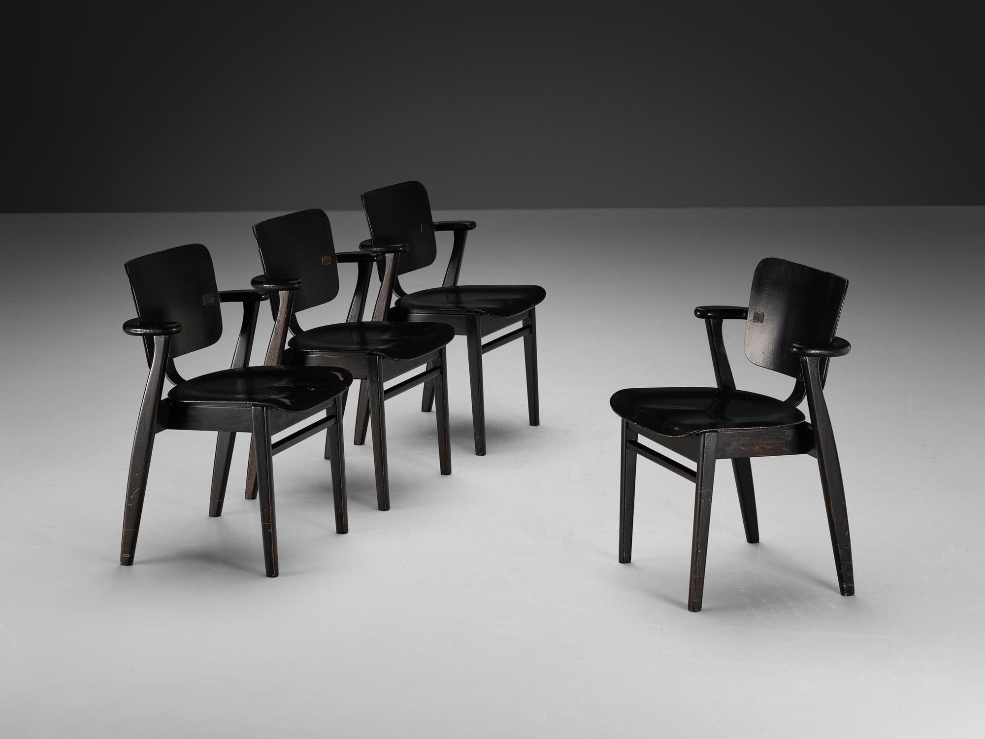 Ilmari Tapiovaara Set of Four ‘Domus’ Dining Chairs in Black Stained T