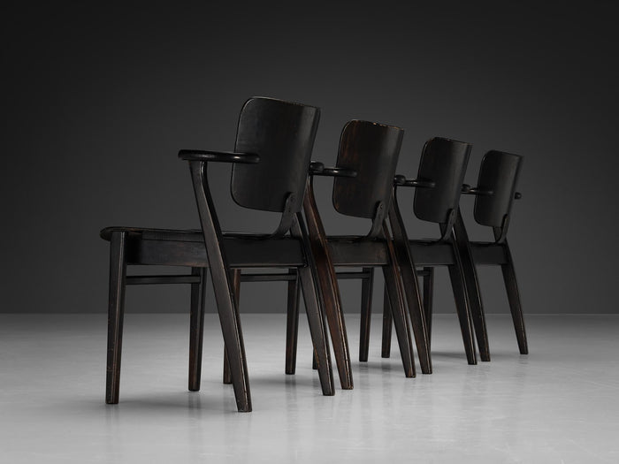 Ilmari Tapiovaara Set of Four ‘Domus’ Dining Chairs in Black Stained T