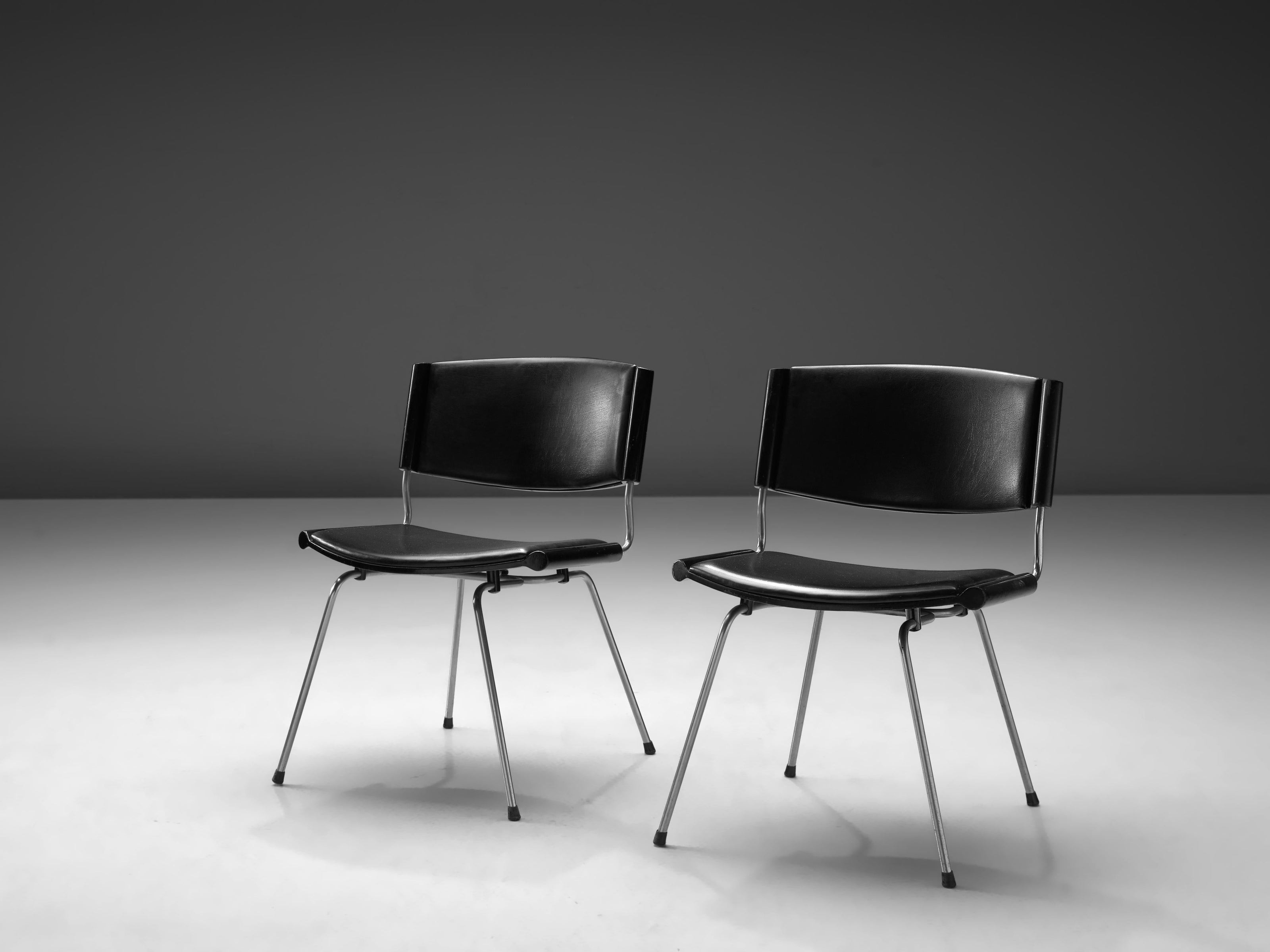 Nanna and Jørgen Ditzel Set of Four 'Badminton' Chair in Black Leather