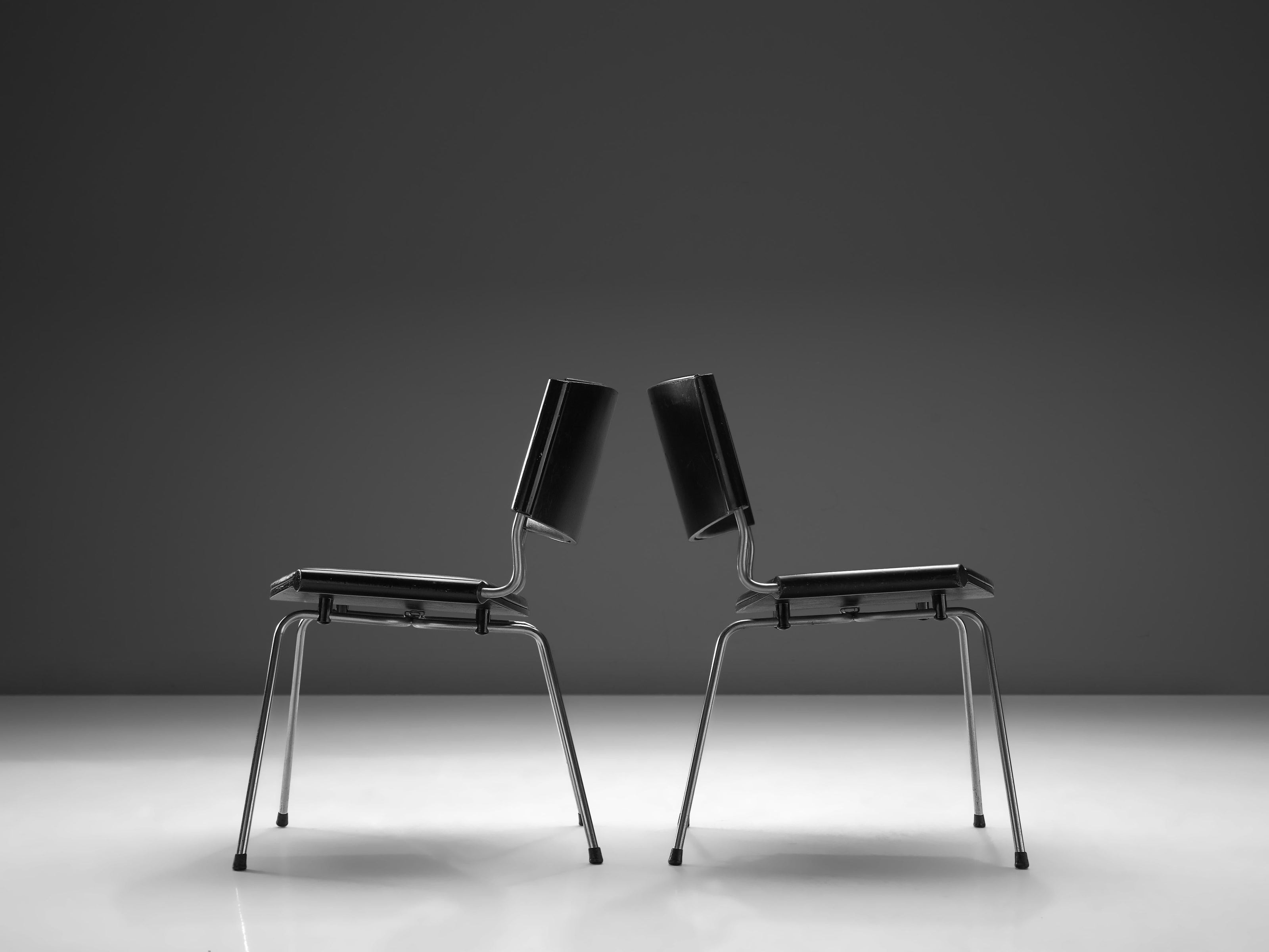 Nanna and Jørgen Ditzel Set of Four 'Badminton' Chair in Black Leather