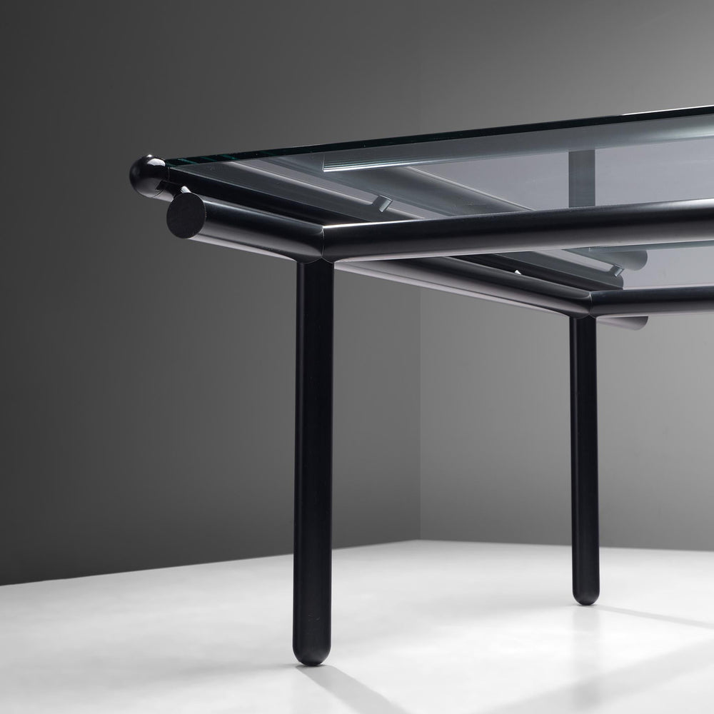 Cassina Dining Table 'Capri' in Black Metal and Glass